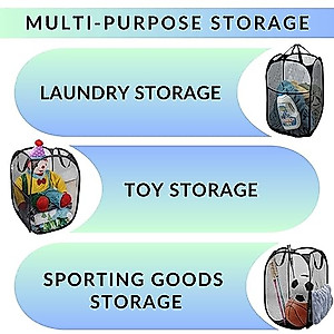 Simplized Popup Laundry Hamper - (1 & 2 Pack) Foldable Pop-up Mesh Hamper Dirty Clothes Basket with Carry Handles