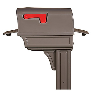 Gibraltar Mailboxes Gentry Large Capacity Double-Walled Plastic Mocha, All-In-One Mailbox & Post Combo Kit, GGC1M0000