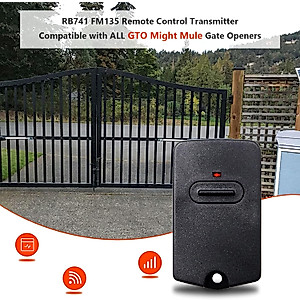 RB741 for Mighty Mule Gate Opener Remote, 318MHZ Gate Remote Control for GTO Gate Openers, 9 Dip FM135 Gate Transmitter for MM371W MM572W etc. Gate Clicker Garage Door Entry Controller (5 Pack)