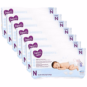 Parent's Choice 42 Count Diapers, Stage New Born, 7 Pack