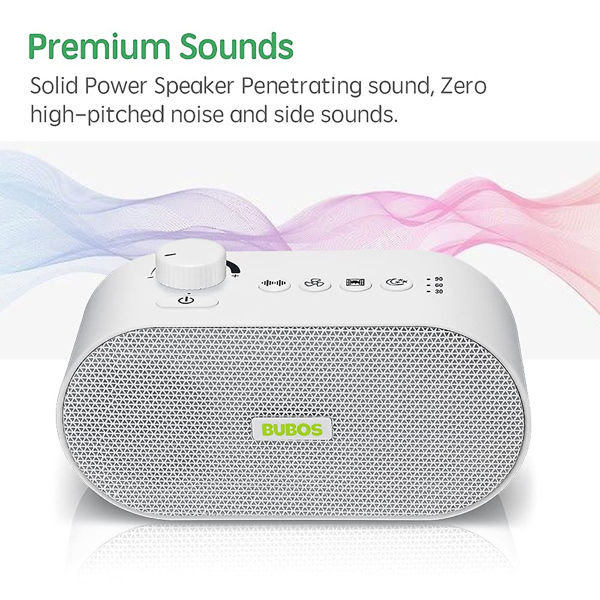 Bubos White Noise Machine, Sound Machine for Sleeping & Relaxing, 26 Non-Looping HiFi Smooth Sounds, 3 Auto-Off Timer, Portable, Sleep Therapy for Home, Office, Baby, Kid,Pets, USB or AC Powered