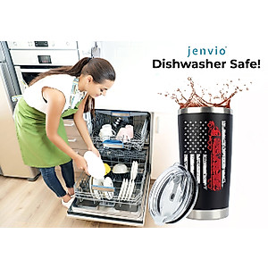 JENVIO Truck Driver Gifts | Stainless Steel Travel Mug Tumbler with Lid and 2 Straws and Gift Box | Men Tow Trucker Dad Accessories Flag from Family Daughter Husband Coffee/Mug Cup