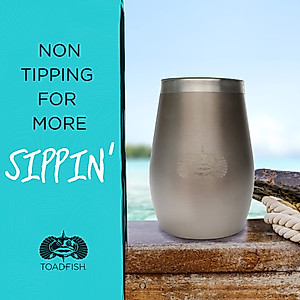 Non-tipping 10oz Double Wall Insulated Stainless Steel Stemless Travel Wine Tumbler w/Easy Slide Lid - White