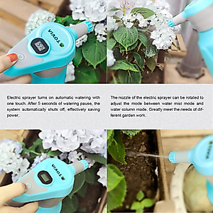 0.5 Gallon/2L Battery Powered Sprayer, T TOVIA Electric Sprayer with Adjustable Mist Nozzle and Extension Nozzle, USB Rechargeable Automatic Spray Bottle for Plants, Household Cleaning
