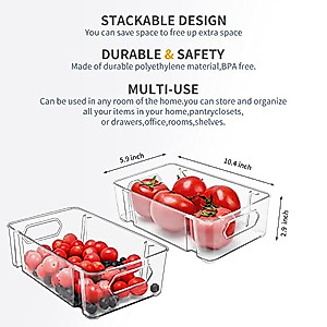 YKSLEMON Refrigerator Organizer Bins, Stackable Plastic Food Storage Bins Kitchen Organizer Set of 8, For Freezers, Countertops and Cabinets