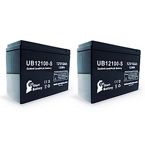 Upstart Battery 2X Pack Replacement for Neuton Mowers CE5 Battery - UB12100-S Universal Sealed Lead Acid Battery (12V, 10Ah, 10000mAh, F2 Terminal, AGM, SLA)