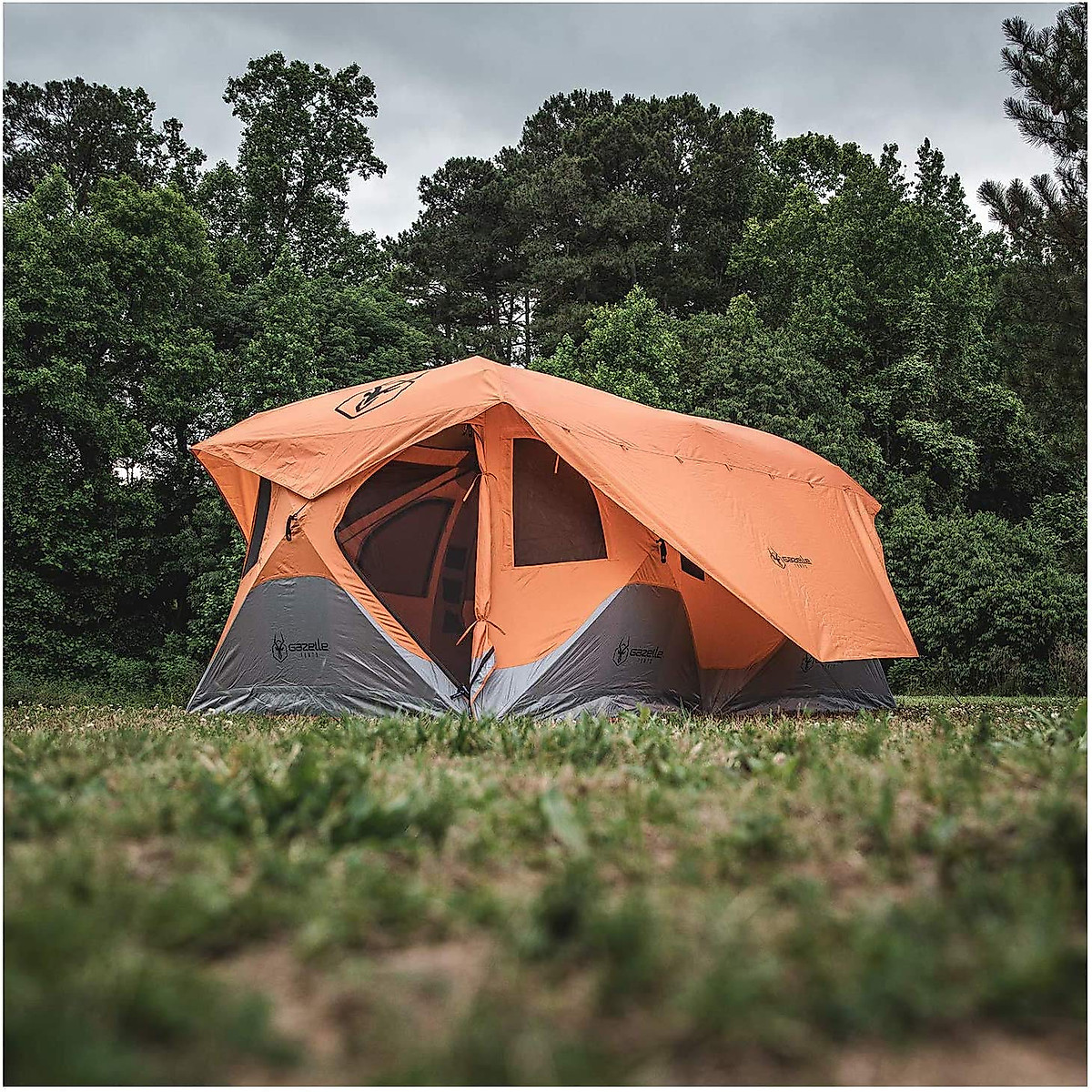 Gazelle GT800SS T8 Extra Large 4 to 8 Person Capacity Family Portable Instant Pop Up Outdoor Shelter Camping Hub Tent, Orange