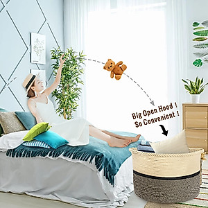 XUELAN Woven XXX-Large Cotton Rope Basket Blanket Basket Baby Laundry Basket Toy Storage Basket Decorative Basket Nursery Hamper Toy Chests & Organizers Plus 3 PCS Washing Mesh Bag（21''x21''x13.6''）