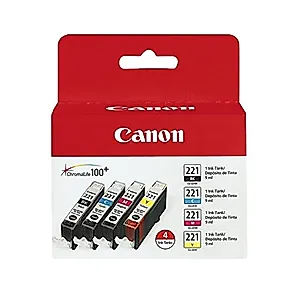 Canon CLI-221 Four Color Pack Compatible to MP980, MP560, MP620, MP640, MP990, MX860, MX870, iP4600, iP3600, iP4700