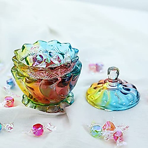 SOCOSY Royal Embossed Clear Glass Apothecary Jar With Lids, Candy Jar Containers Wedding Candy Buffet Jars Crystal Jewelry Box Food Jar 7oz