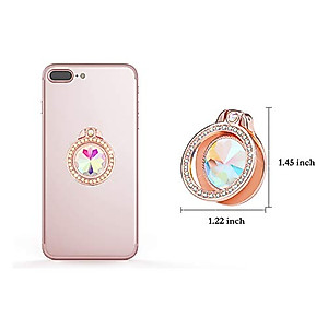 lenoup Glitter Bling Bling Phone Ring Holder, Sparkle Phone Ring Artificial Diamond Stand, Rhinestone Cell Phone Finger Ring for Phones,Pad(Rose Gold)
