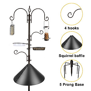 ERYTLLY Bird Feeders Bird Feeding Station Kit Bird Feeding Pole Wild Bird Feeder Hanging Kit with Squirrel Guard Baffle Suet Cage Tube Bird Feeder Planter Hanger Multi Feeder for Attracting Wild Birds