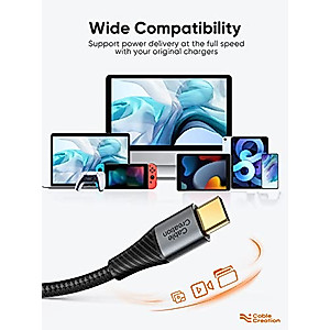 CableCreation Short USB C to USB C Cable, Type C Fast Charging USB C Cable 0.8FT, Double-Braided Exterior Compatible with Galaxy S22 Ultra S22 S21 S20 Note 20, MacBook, iPad Mini 6, iPad Pro 2020