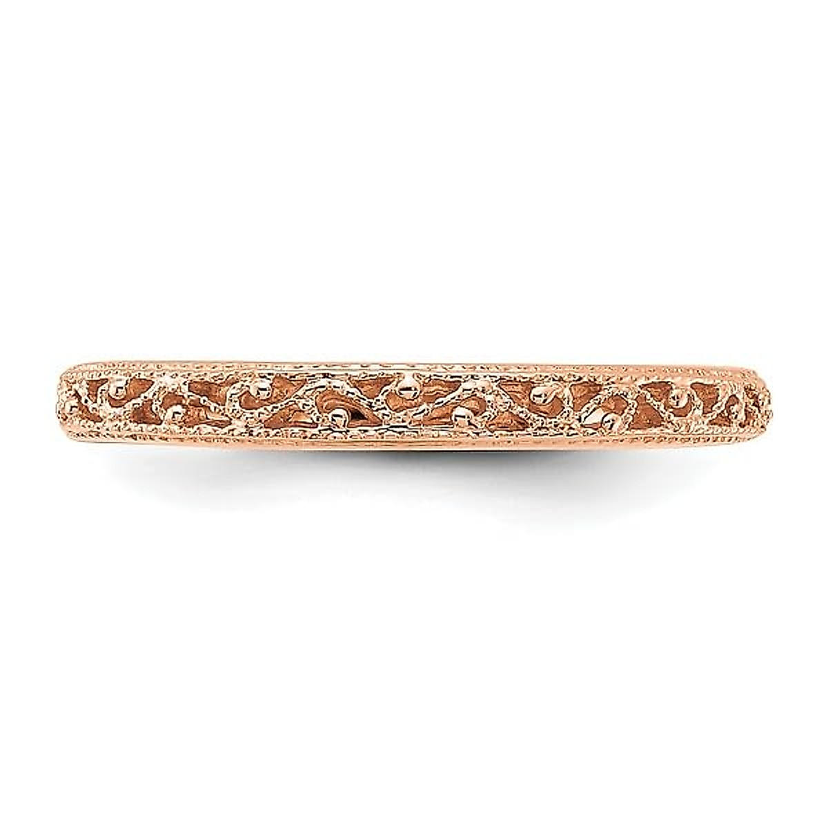 IceCarats 14K Rose Gold 3mm Antique Filigree Wedding Band Ring size 6
