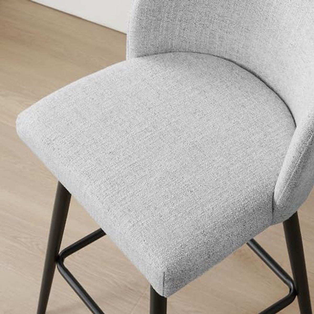 Watson & Whitely Counter Height Bar Stools Set of 2, 360° Swivel Upholstered Barstools with Backs and Metal Legs, 26" H Seat Height, Fabric in White (Multi-Colored)