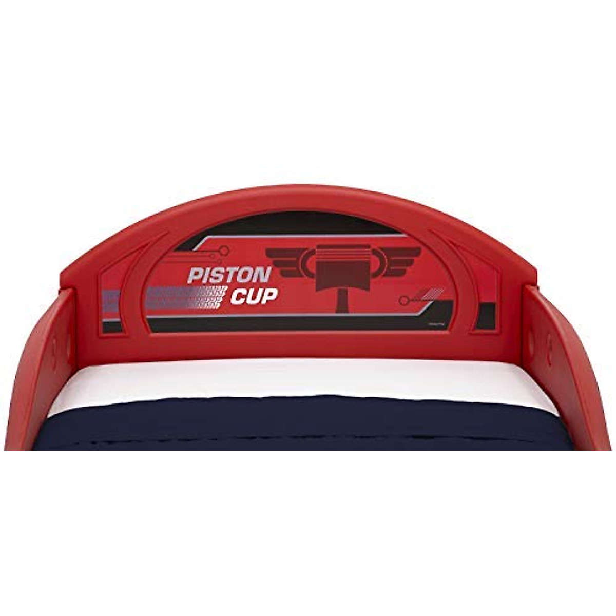 Delta Children Disney Pixar Cars Lightning McQueen Race Car Sleep and Play Toddler Bed with Attached Guardrails