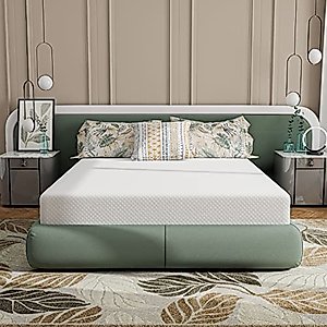 HOMES: Inside + Out Zinne Queen Mattress, 8 Inch Memory Foam Mattress Gel Mattress Twin for Cool Sleep Pressure Relief, Medium Firm King Mattress CertiPUR-US Certified/Bed-in-a-Box/Pressure Relieving