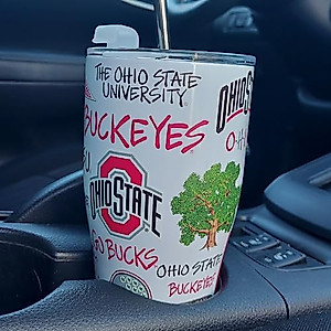 Ohio State University 30oz Stainless Steel 3D Icon Travel Mug – High Performance Double-Walled Thermos w/Convertible Lid & Straw – Insulated Decorative NCAA Beverage Tumbler – For Hot or Cold Drinks