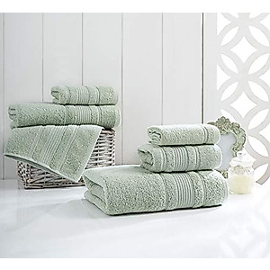 Qute Home 4-Piece Hand Towels Set, 100% Turkish Cotton Premium Quality Towels for Bathroom, Quick Dry Soft and Absorbent Turkish Towel, Set Includes 4 Hand Towels (Green)