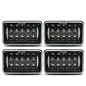 DOT Approved 60w 4x6 inch LED Headlights Rectangular Replacement H4651 H4652 H4656 H4666 H6545 with DRL Compatible with Peterbil Kenworth Freightinger Ford Probe Chevrolet Trucks