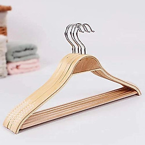 Kihamp Durable Natural Wooden (16pcs) with Extra Smooth Finish, Heavy Duty, Slip, Non Wrinkles, Wood Suit, Perfect Clothes Hangers for Coat, Pant,Shir
