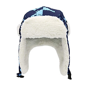 Baby Boy Hats Toddler Winter Hat Sherpa Lined Warm Trapper Hat Fleece Girl Infant Beanie Blue Dinosaur 2-5T