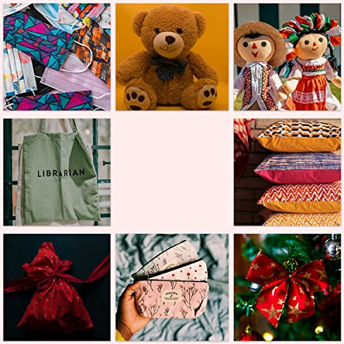 42 Pcs 9.8 x 9.8 Inches Cotton Fabric Sewing Patchwork Squares Quilting Bundles Different Pattern Cloths for Sewing DIY Art Work Supplies Scrapbooking Quilting by Renashed