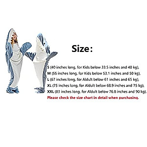 Shark Blanket Adult, Shark Onesie Blanket Adult, Shark Blanket Hoodie, Wearable Blanket Adult, Shark Blanket Super Soft Cozy Flannel Hoodie (L (67 inches Long))