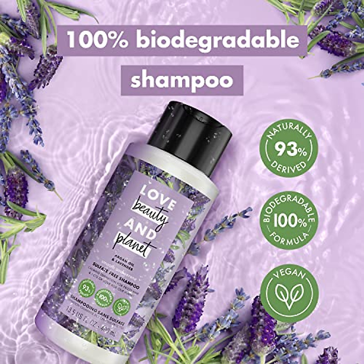 Love Beauty and Planet Smooth and Serene Argan Oil Shampoo For Frizz Control Argan Oil & Lavender Sulfate Free 13.5 oz