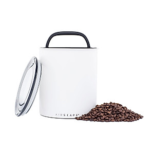 Airscape Kilo Coffee Storage Canister Large Food Container Patented Airtight Lid 2-Way Valve Preserve 2.2 lb Dry Beans Food Freshness (Matte White)