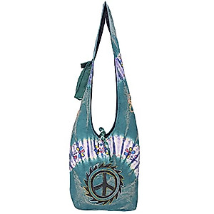 THE COLLECTION ROYAL Hobo Crossbody Bags for Women, Boho Purse, Boho Bag | Hippie Bag, Indie Tote Bag, Cloth Purse for Women (GrnTiePeace)