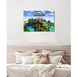 QISSES Mining Pixel Fun Game poster Roblox Canvas Wall Art Decor Cool Wall Print Canvas Posters for Room Aesthetic Decor Gifts Unframe:16x18inch