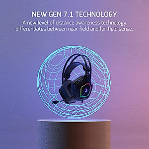 GAMEPOWER Mihawk USB Gaming Headset - 7.1 Virtual Surround Sound, Wired RGB Led Headphones with 50MM Drivers, Comfort Design, 360 Spatial Audio, Noise Cancelling Mic, PC, Laptop, Black