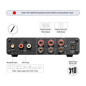AIYIMA A03 2.1 Channel Class D Amplifier 50W+50W+100W TPA3116 Subwoofer Bluetooth Amp HiFi Power Amplifier with Power Adapter
