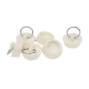Semetall Drain Stopper 6 Pack 1-1/8" Bath Plugs Rubber White Sink Plug with Hanging Ring for Bathtub,Bathroom,Kitchen
