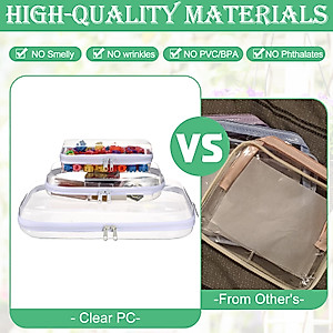 Yeyeplum 3 Pcs Zippered Hard Pouch Clear Storage Bins Stackable Capacity Hard Plastic Zipper Case PVC Travel Bag Toy Bins Clothes Storage Organizer Clear Cosmetics Bag Portable Durable Toiletry Bag