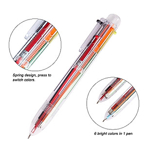 JPSOR 28 Pack Multicolor Ballpoint Pens 0.5mm 6-in-1, Fun Pens for Kids Party Favors, Back to School, Retractable Ballpoint Rainbow Pens Color Pens for Office School Supplies Students Gift