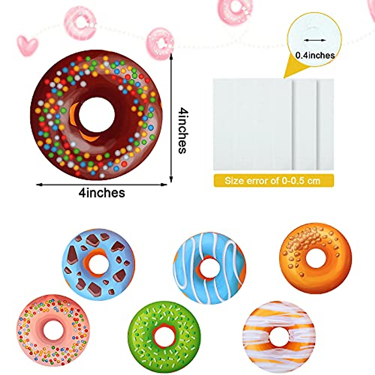 Colorful Donuts Party & Classroom Decor | 50 Pieces for Fun & Learning