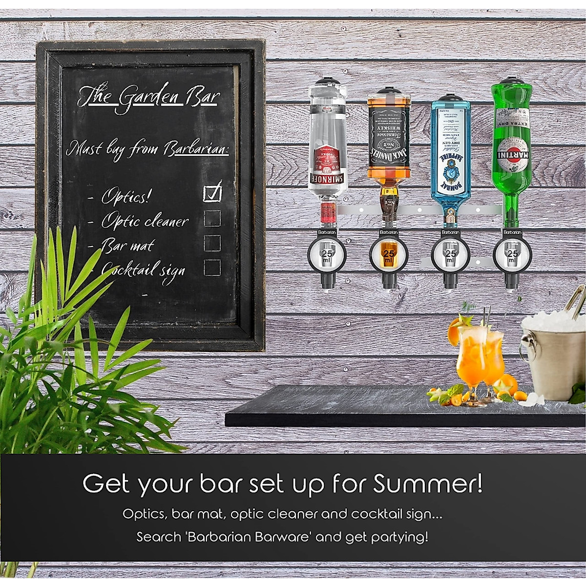 Barbarian Liquor Dispenser For Home Bar 3/4/6 Bottle Wall Mounted - Bar Butler Shot Measure Bracket Alcohol Wine Upside Down Drink Jigger Optics Man cave