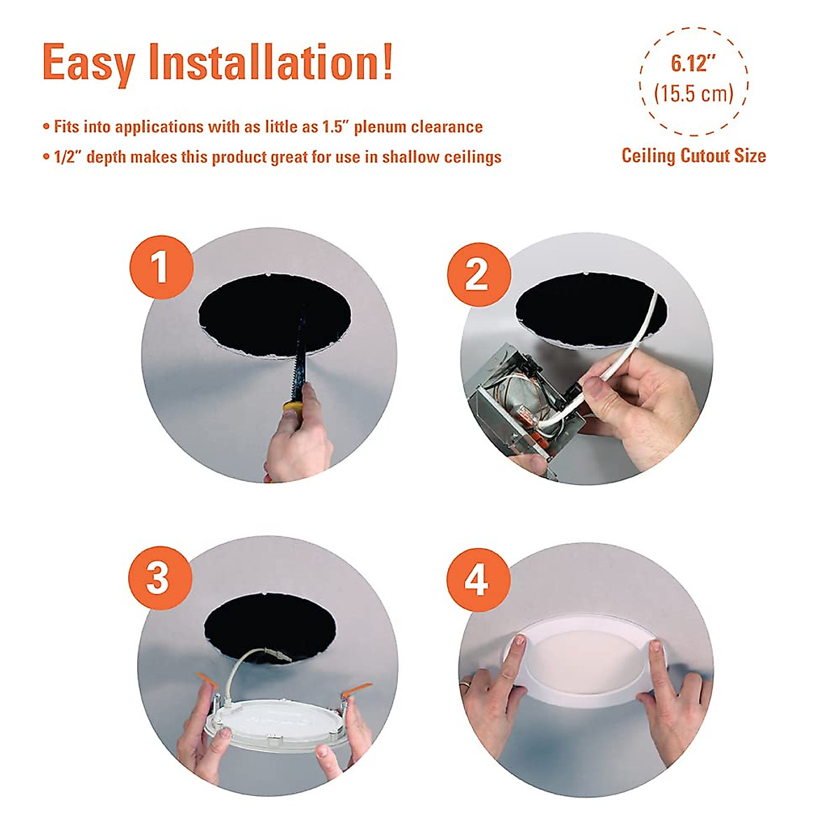 HALO 6 inch Recessed LED Ceiling & Shower Disc Light – Canless Ultra Thin Downlight – 5 CCT Selectable - White - 6 Pack