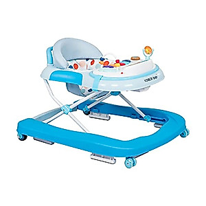 Foldable Baby Walker for Boys and Girls by Kinfant - 2-in-1 Toddler Sit-to-Stand Learning Walker Learning-Seated or Walk-Behind (Blue)