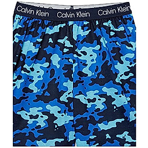 Calvin Klein Boys' Little 2 Piece Sleepwear Top and Bottom Pajama Set, Calvin Camo, Large