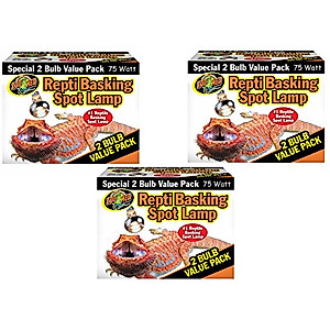 Zoo Med Reptile Basking Spot Lamp 75 Watts - 6 Bulbs Total (3 Packs with 2 per Pack)
