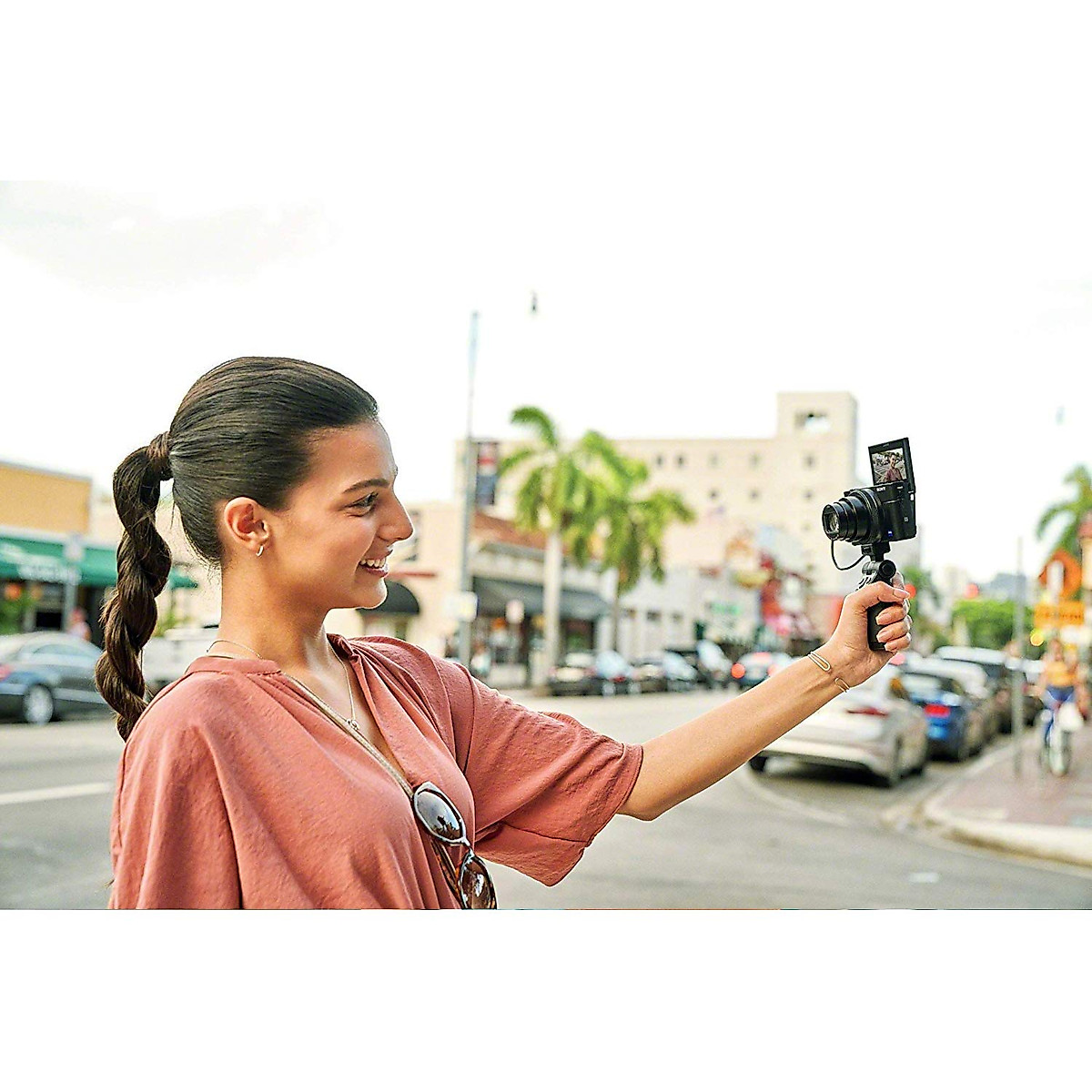 Sony VCT-SGR1 Shooting Grip Camera Tripod for One Handed Vlogging Video Shoots Adjustable Angles Creative and Stable Selfie Bundle w/Lexar 64GB Card + GBX Battery and Charger Compatible with NP-BX1