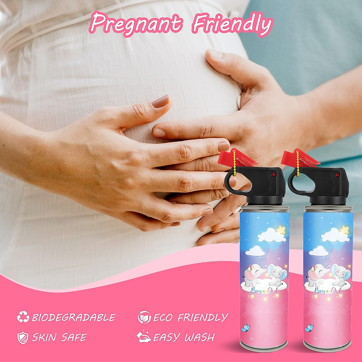 Gender Reveal Smoke Bombs, Gender Reveal Fire Extinguisher, Biodegradable Gender Reveal Party Supplies, Boy or Girl Baby Shower Gender reveal Ideas(2 Pink)