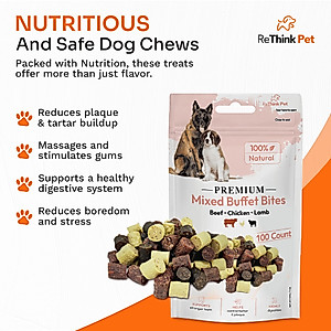 ReThink Pet 100 Pieces Dog Training Treat, Protein Rich Bites with Beef, Lamb & Chicken, High Digestible, Healthy Dog Training Treats, Great Tasting, Long Lasting, Dog Chew, Suitable for Small Dog