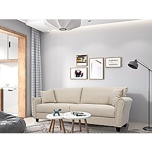 Melpomene 85'' Sofa w/Flared Arm, Couch for Living Room Linen Minimalism/Mid-Century/Contemporary Style (Beige)