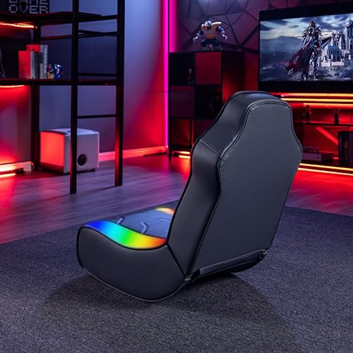 X-Rocker Cosmos RGB Floor Rocker - LED Gaming Chair for Comfortable & Immersive Gaming - Chair with Gaming System Compatibility & Easy Setup - Integrated Speakers & RGB Lighting