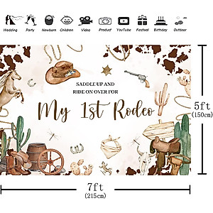 Hilioens 7×5ft My 1st Rodeo Backdrop Western Cowboy First Birthday Background for Girl Wild West Cactus Mexican Cowboy Party Decorations Banner Supplies