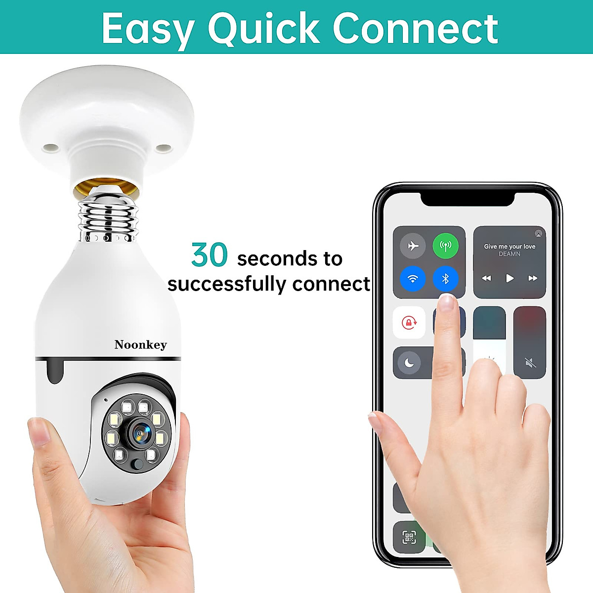 Noonkey 2K Home Security Camera & 7.5 Inch Socket Extender